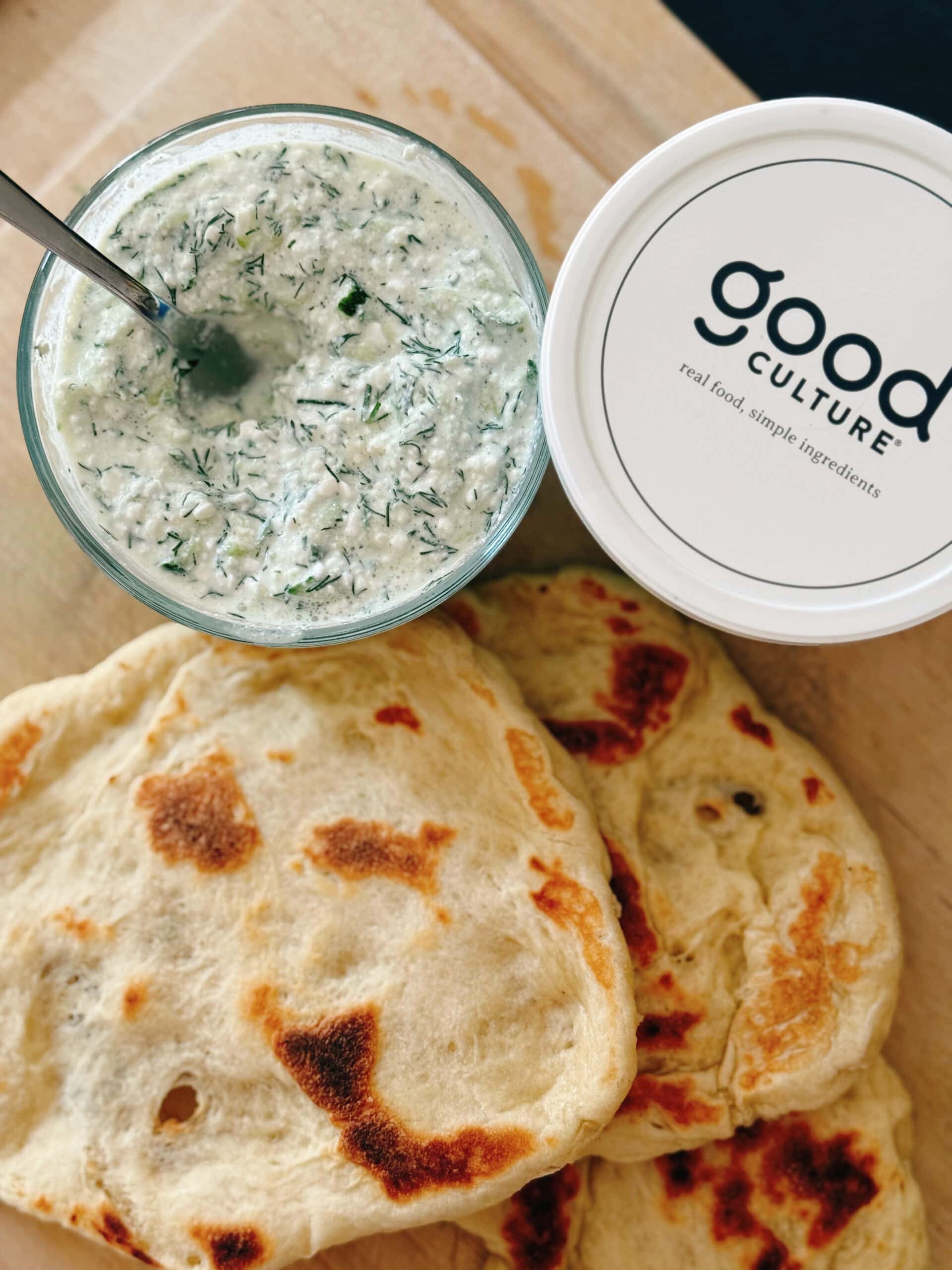 Cottage Cheese Tzatziki & Naan - Good Culture